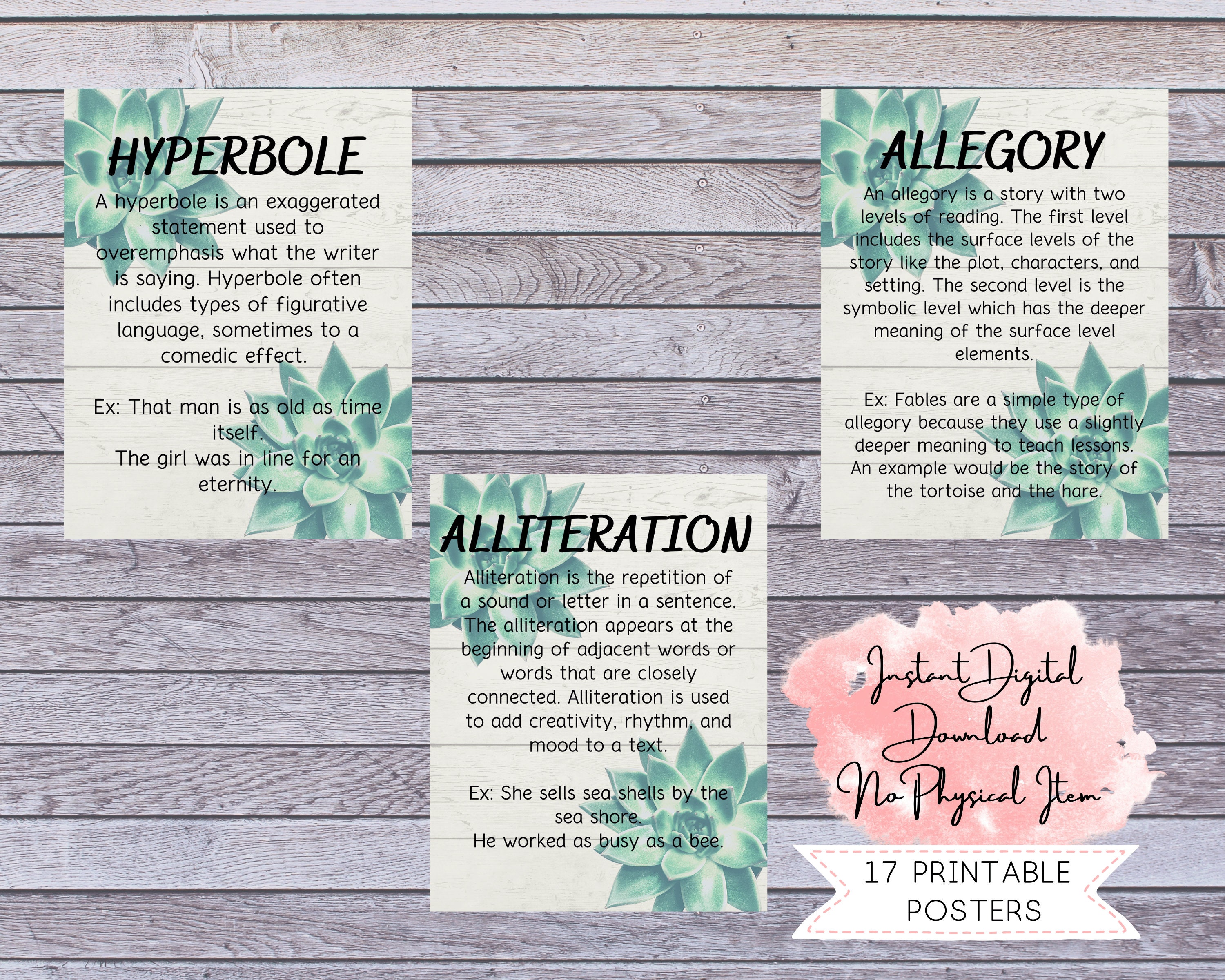 Literary Posters, Printable Poster Set, Literary Devices, Literature ...