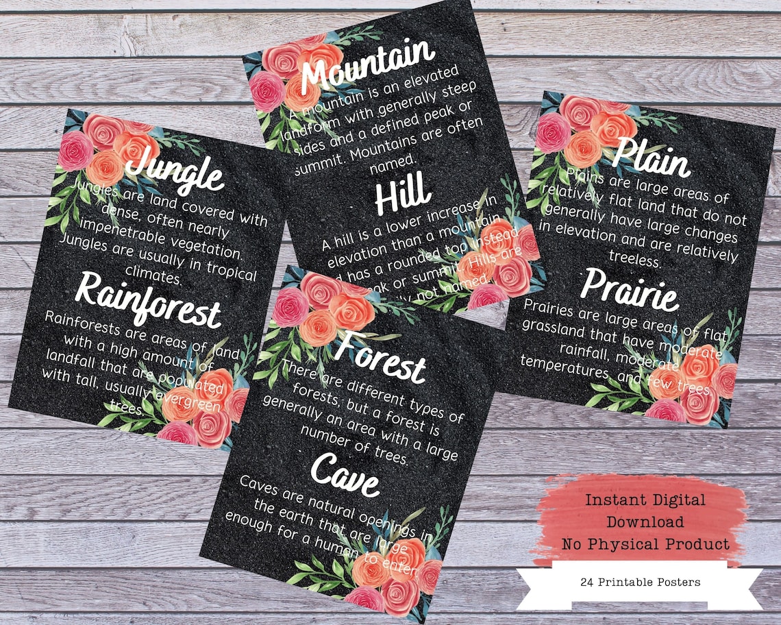 Geography Landforms Printable Poster Set, Geography Classroom Decor ...