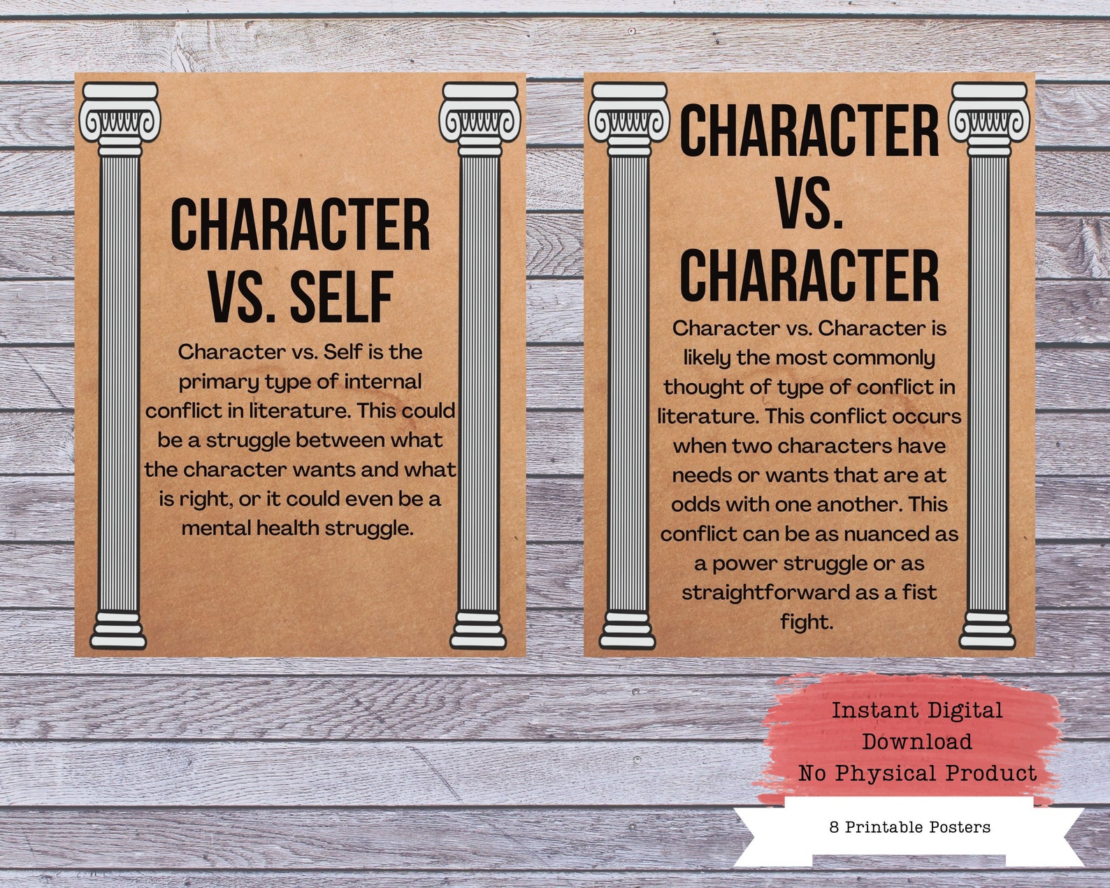 Conflict in Literature Printable Poster Set Literary Posters - Etsy