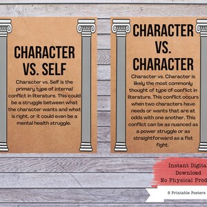 Conflict in Literature Printable Poster Set, Literary Posters ...