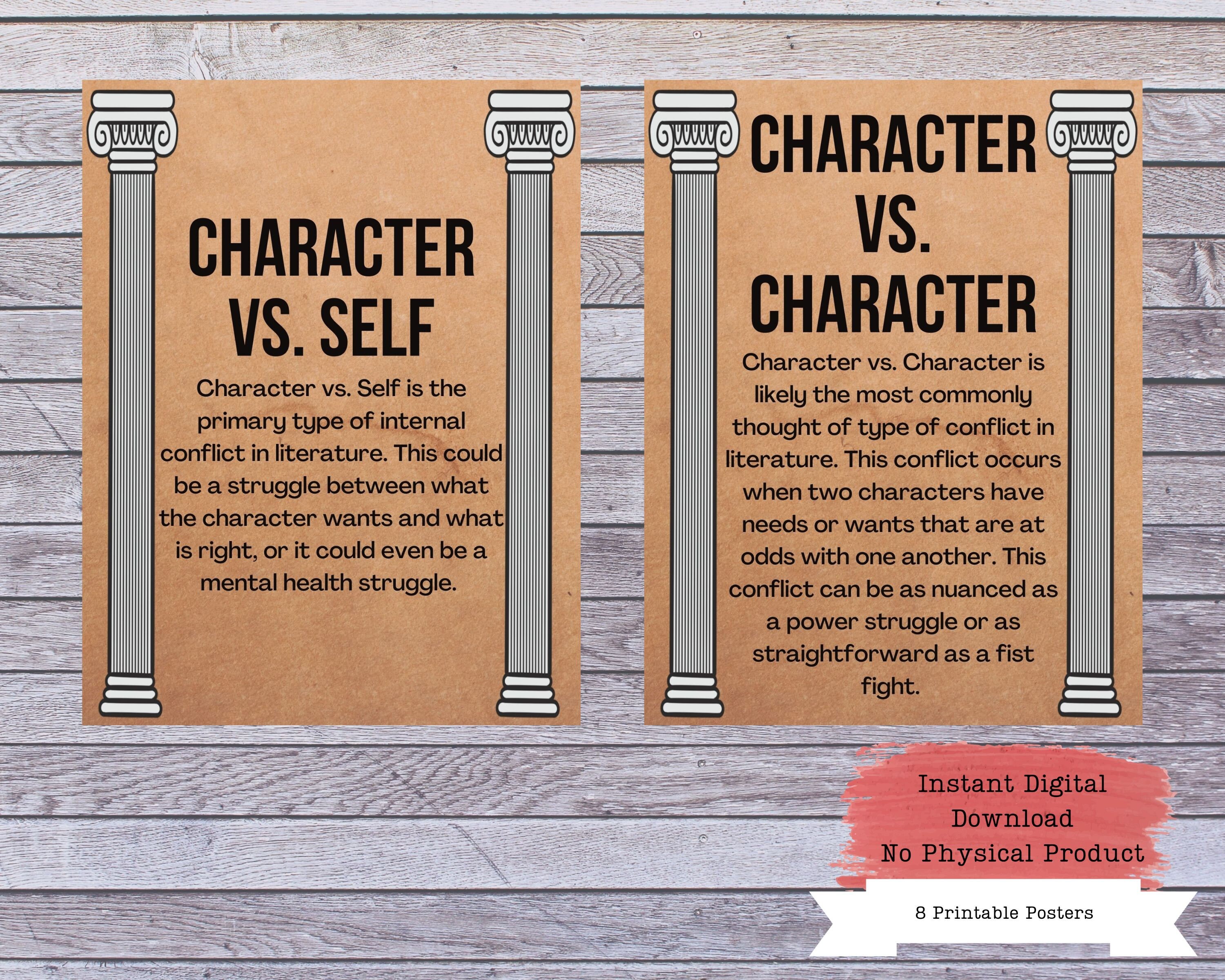 Conflict in Literature Printable Poster Set, Literary Posters ...