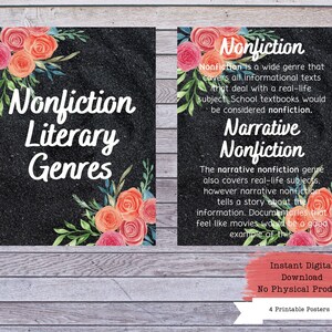 Nonfiction Literary Genres Printable Poster Set, Literary Posters ...