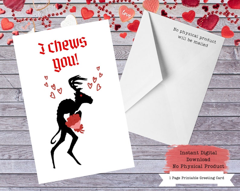 Wendigo, Cryptid Valentine, Printable Cards, Cryptid Art, Cryptid Gift ...