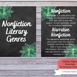 Nonfiction Literary Genres Printable Poster Set, Literary Posters ...