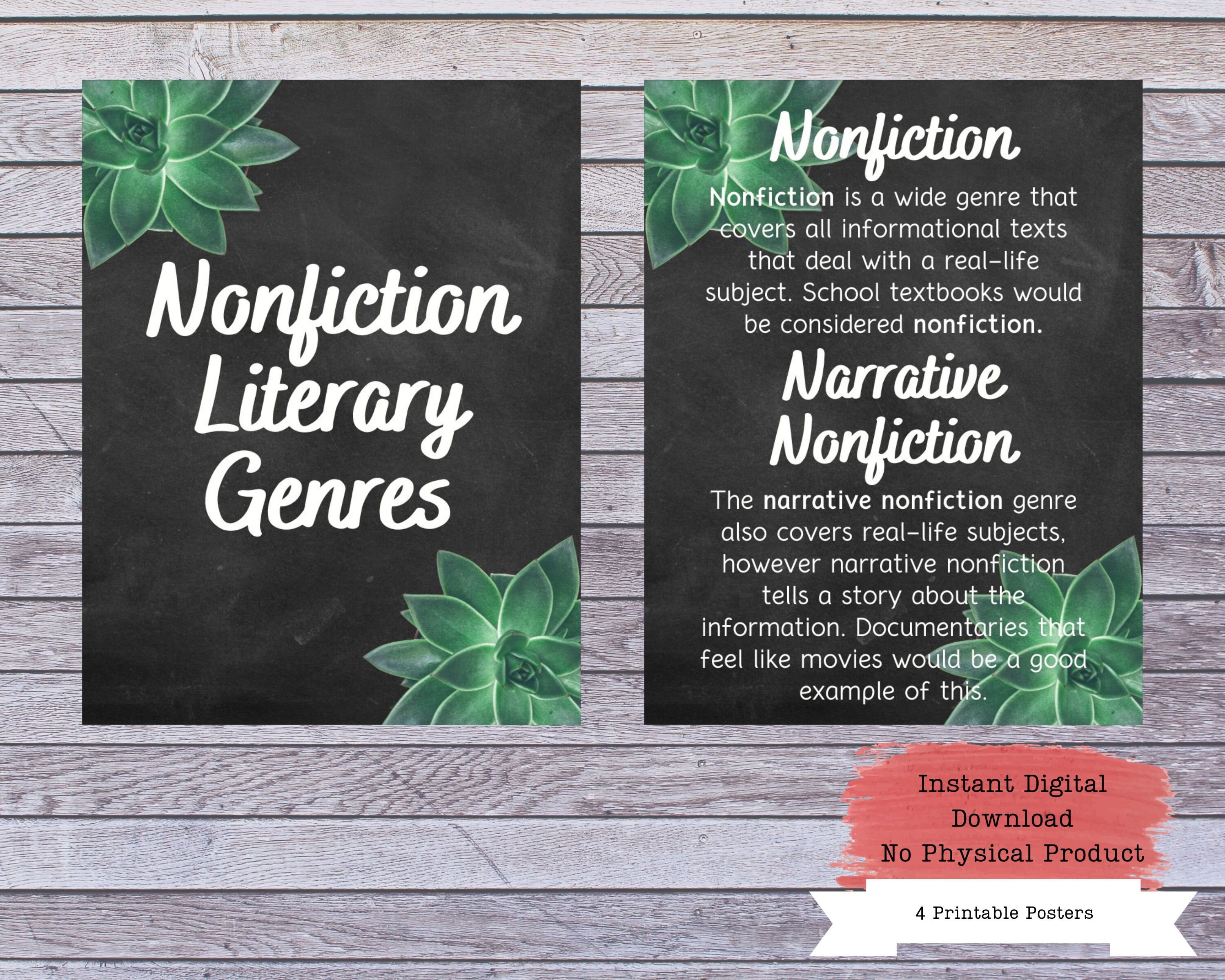 Nonfiction Literary Genres Printable Poster Set Literary - Etsy