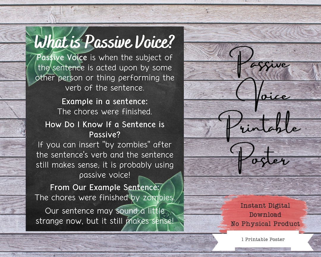 Passive Voice Classroom Poster, English Class Poster, Reading Classroom ...