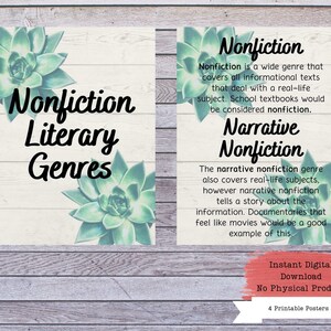 Nonfiction Literary Genres Printable Poster Set, Literary Posters ...