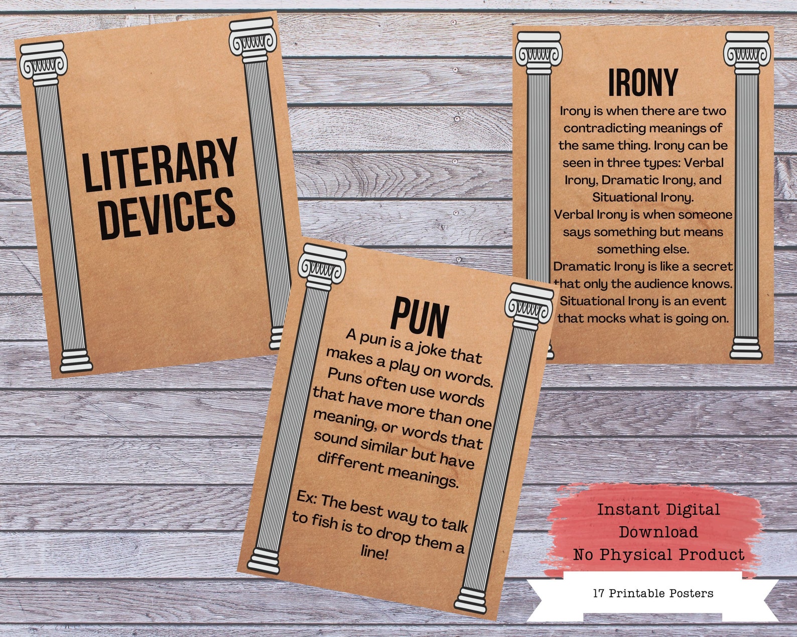 Printable Poster Set Literary Posters Literary Devices - Etsy