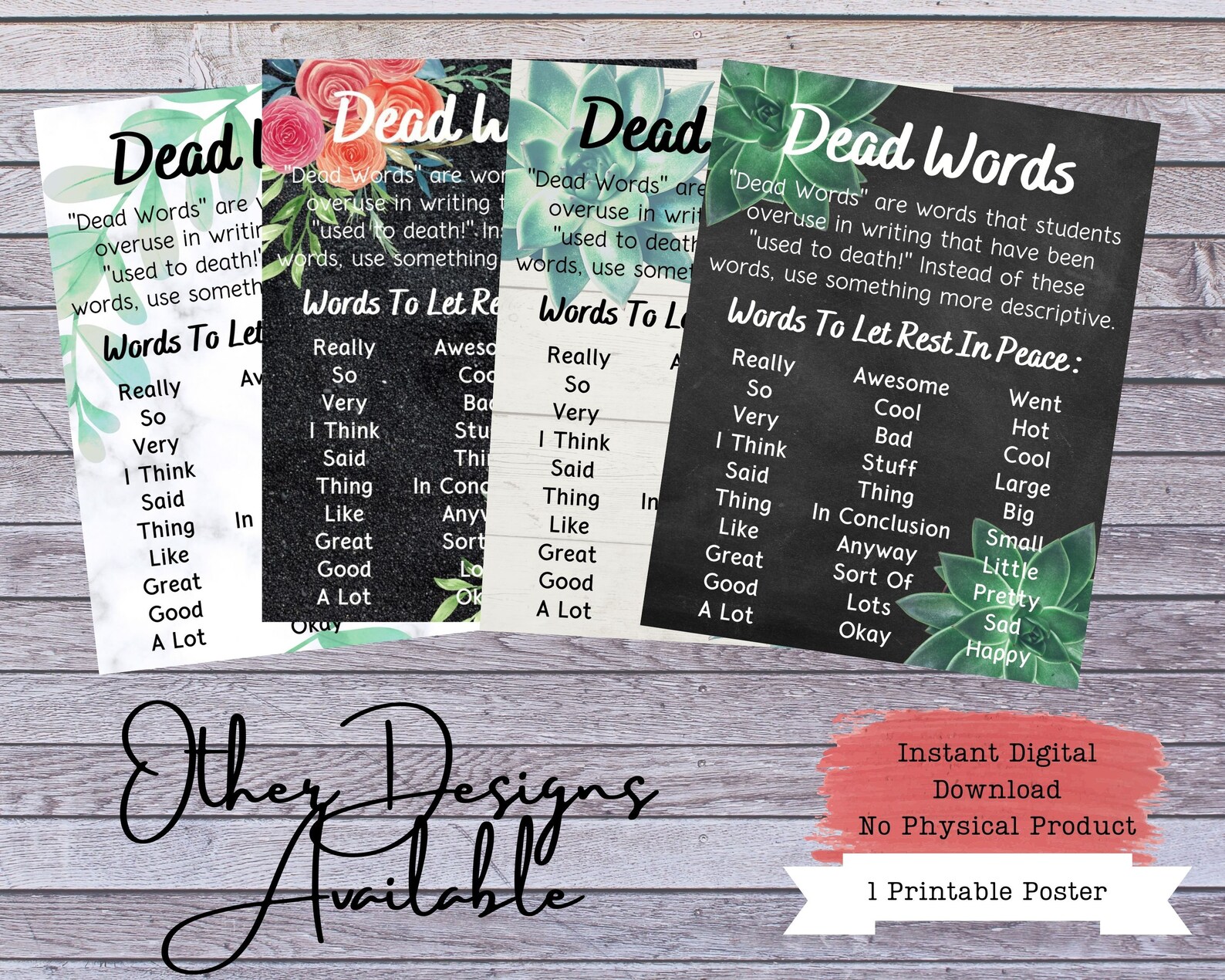 Dead Words in Writing Poster, Essay Writing, Essay Editing, Writing ...