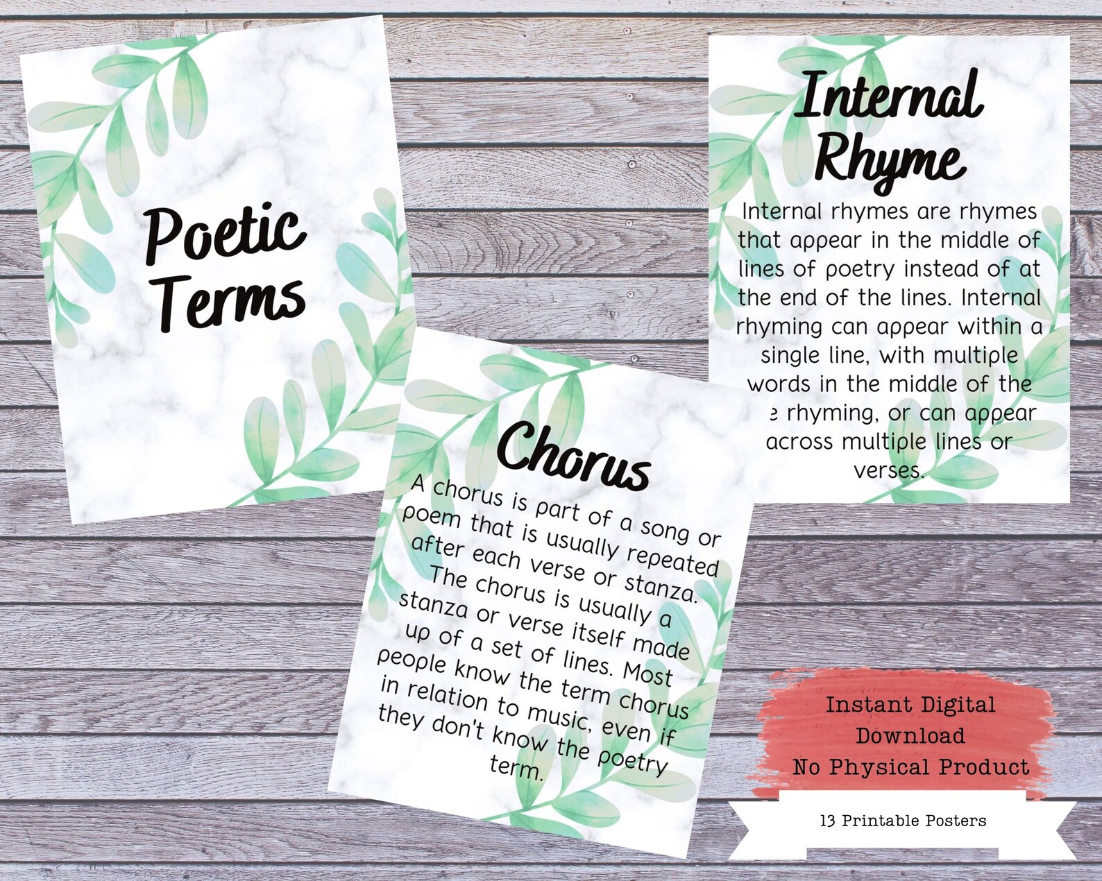 Poetry Terms Printable Poster Set Literary Devices - Etsy