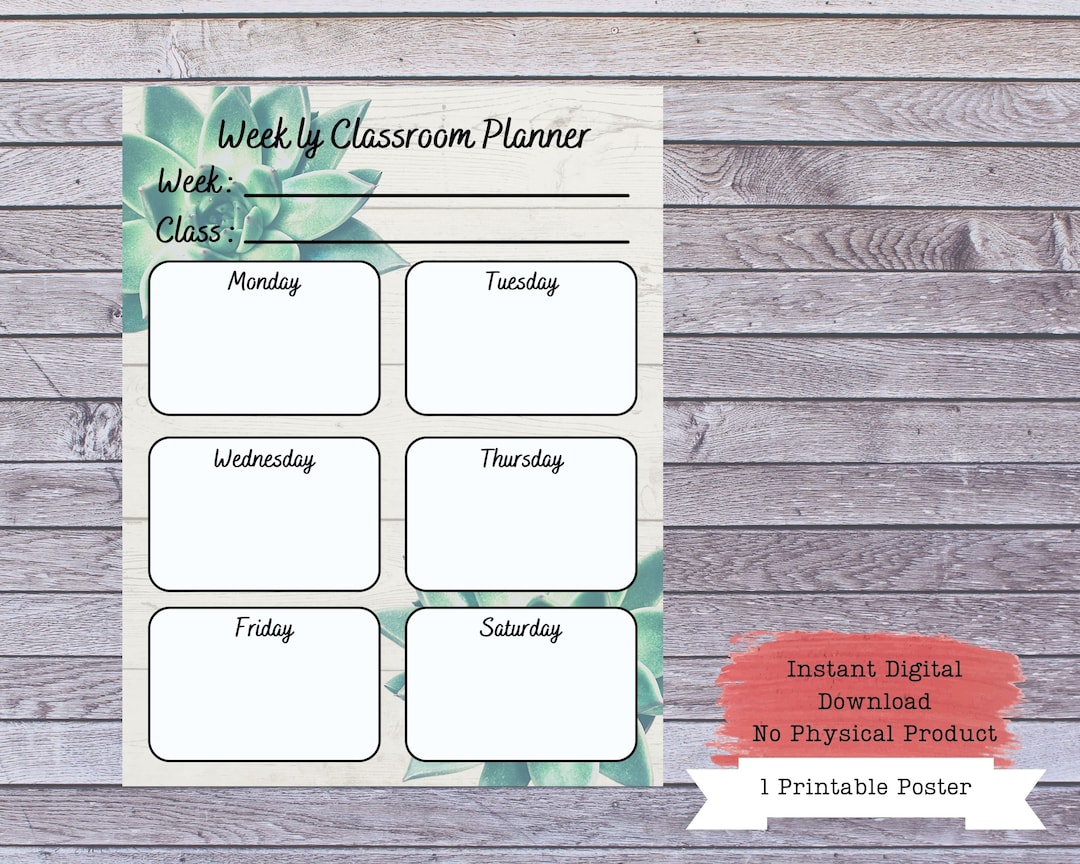 Classroom Planner, Week at a Glance, Classroom Organizer, Classroom ...