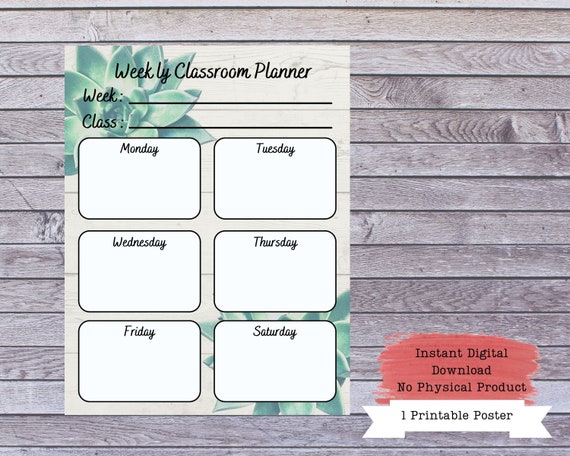 Classroom Planner Week at a Glance Classroom Organizer - Etsy