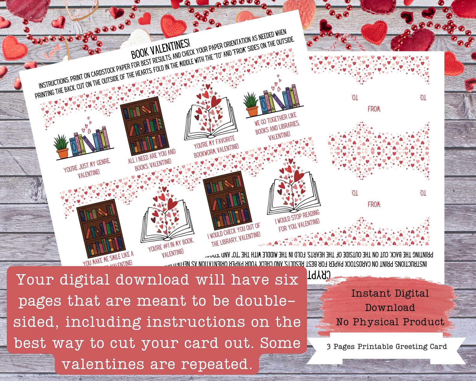 Book Valentines, Printable Class Valentines, Classroom Valentine ...