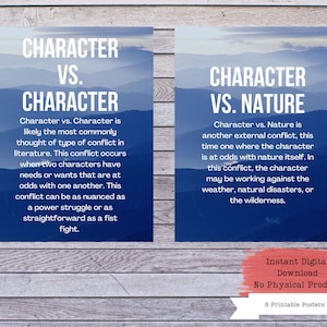 Conflict in Literature Printable Poster Set, Literary Posters ...