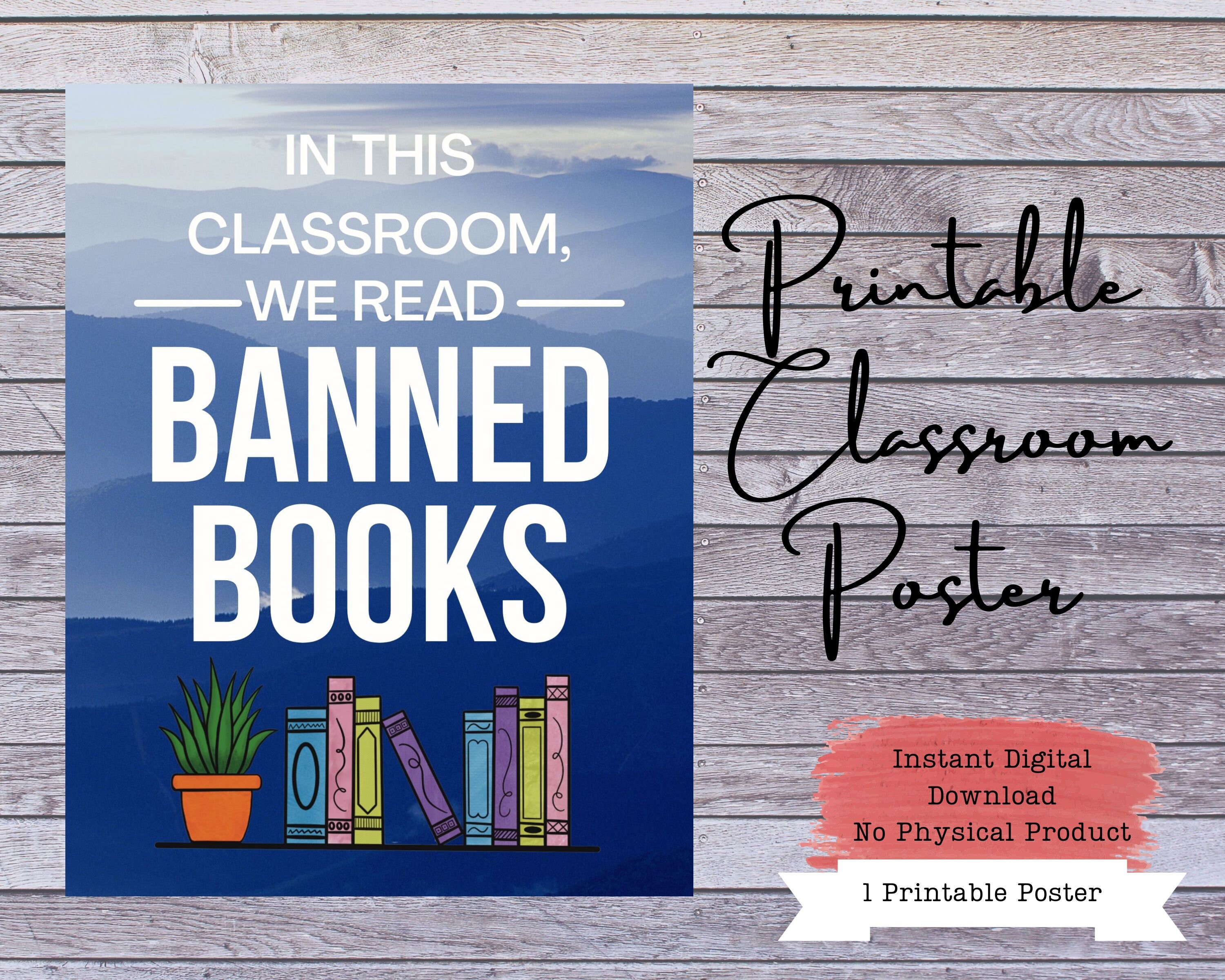 Banned Books Poster Banned Books Art Book Classroom Decor - Etsy