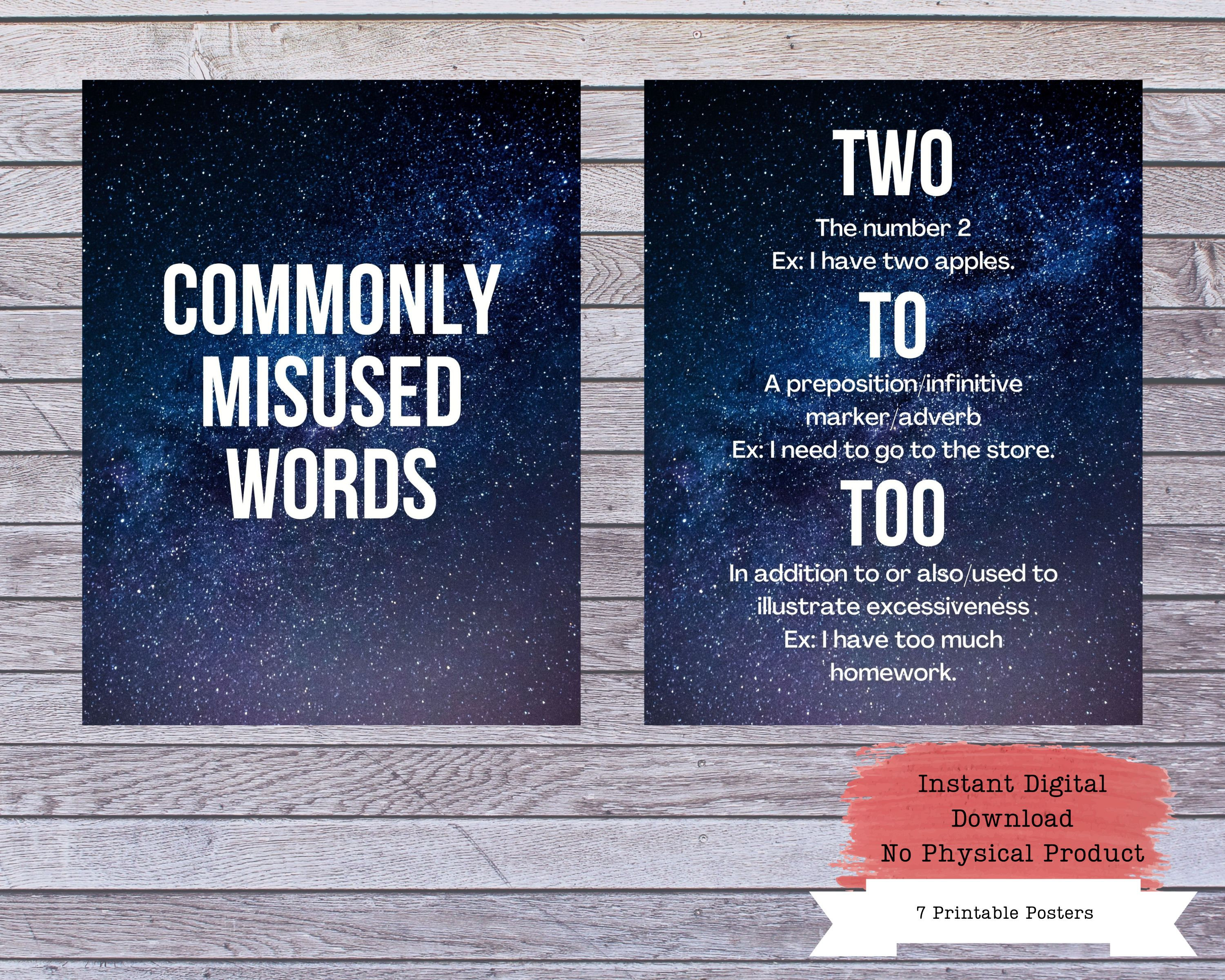 Printable Poster Set, English Posters, Classroom Decor, Grammar Poster ...