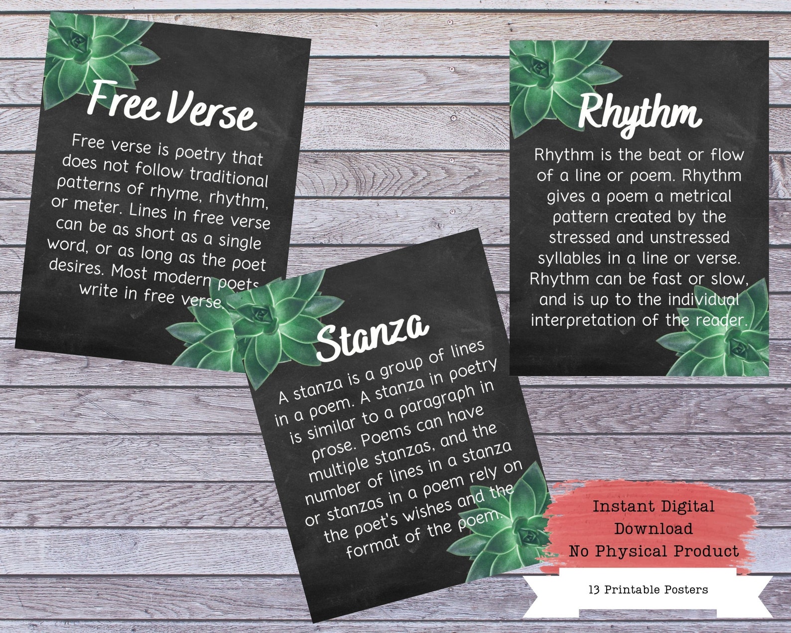 Poetry Terms Printable Poster Set Literary Devices - Etsy