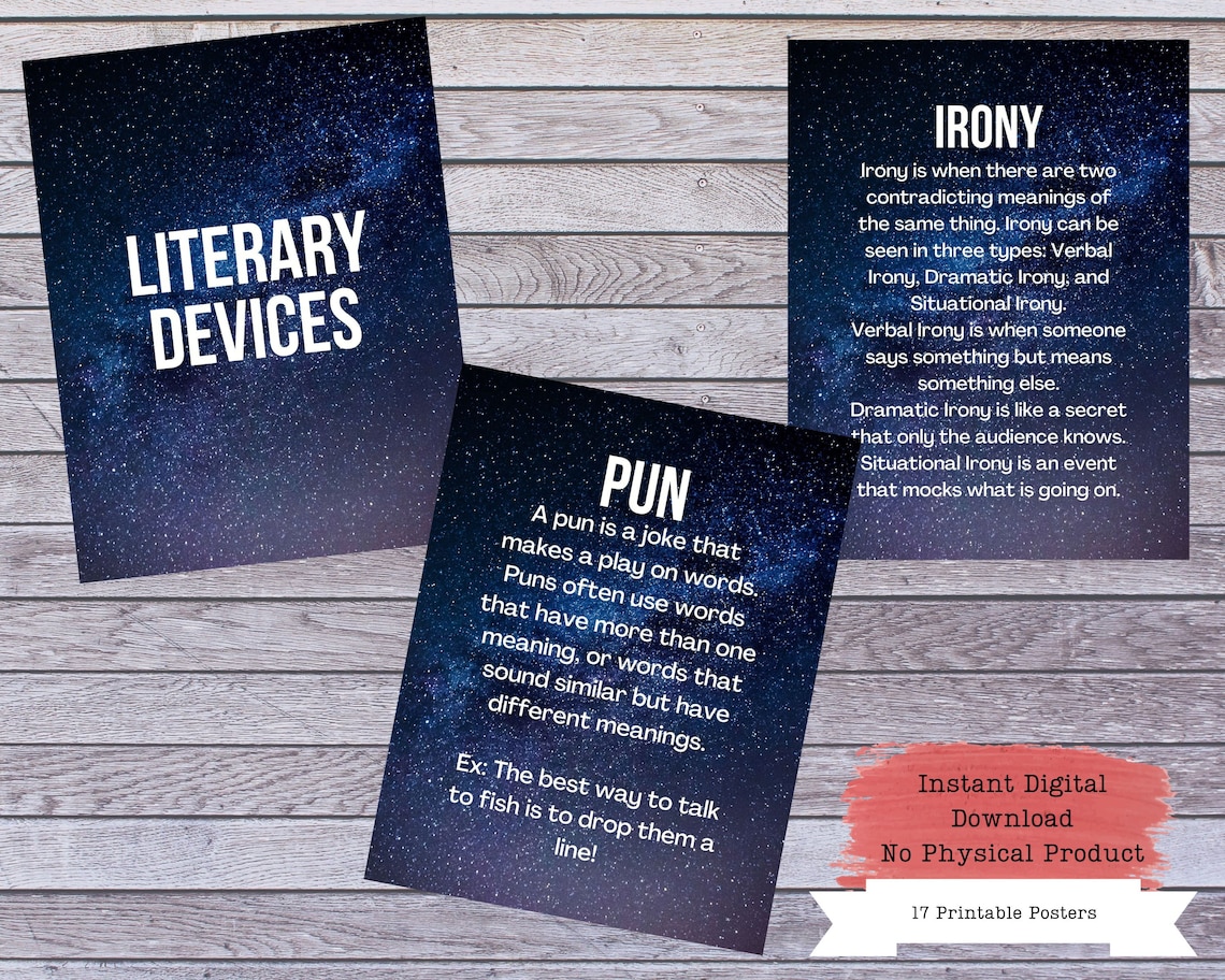 Printable Poster Set Literary Posters Literary Devices - Etsy