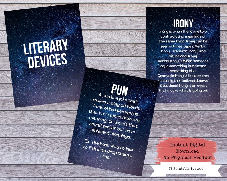 Printable Poster Set Literary Posters Literary Devices - Etsy