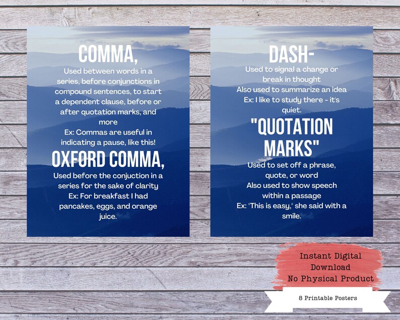 Printable ELA Poster, Punctuation Poster, English Teacher, Classroom ...