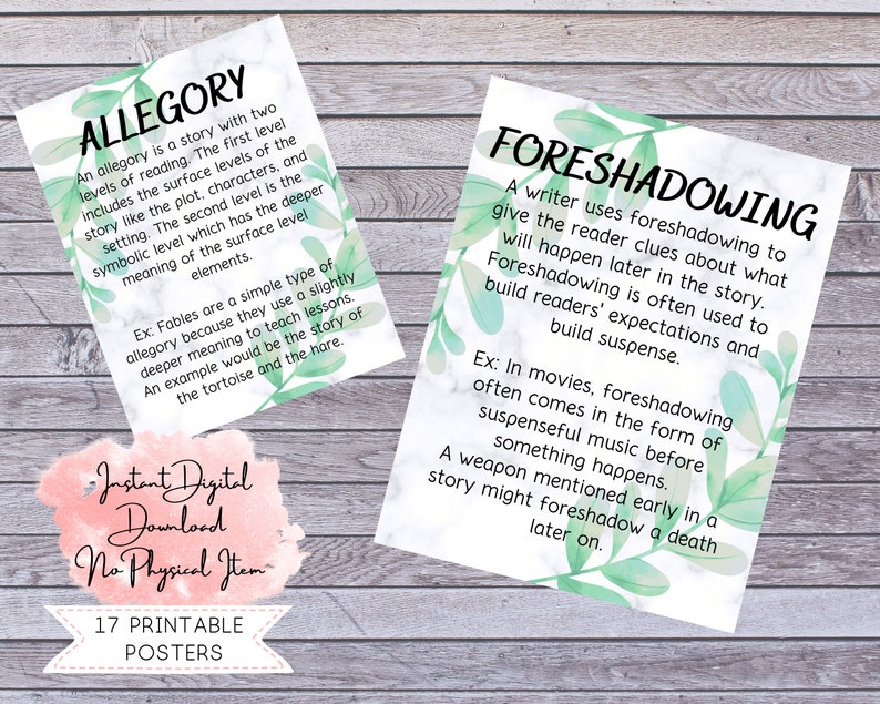 Printable Poster Set, Literary Posters, Literary Devices, Literature ...