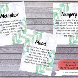 Poetry Printable Poster Set Literary Devices Literature - Etsy