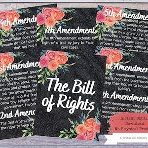 Bill of Rights Printable Poster Set, US Constitution Wall Art, US ...