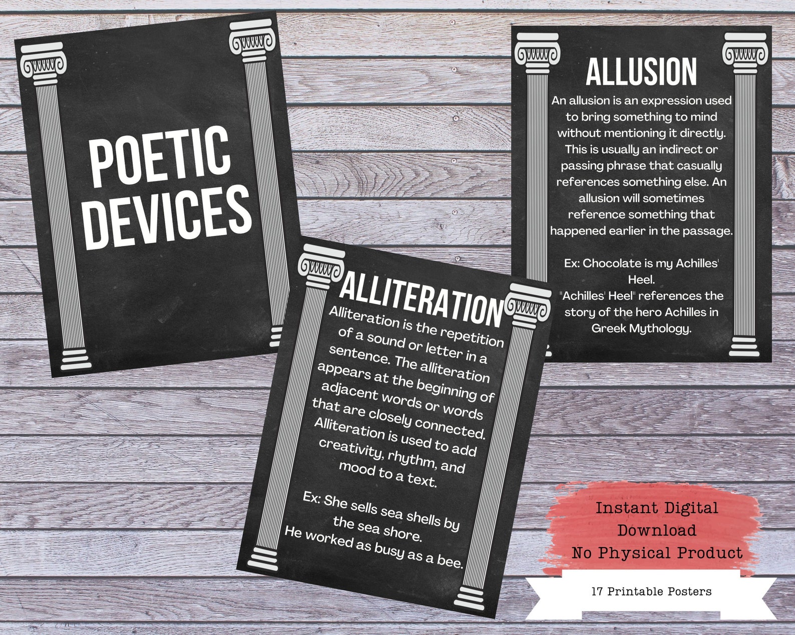 Poetry Printable Poster Set Literary Devices Literature - Etsy