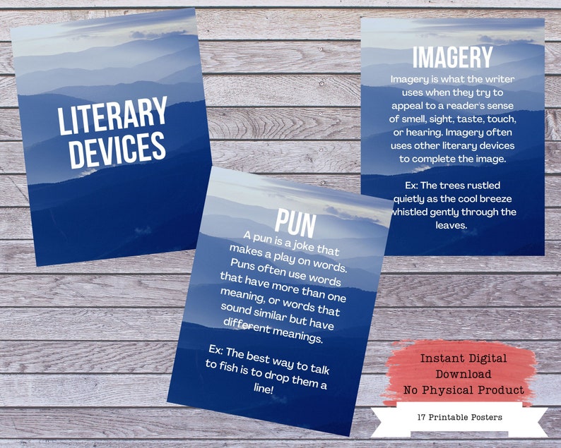 Printable Poster Set Literary Posters Literary Devices - Etsy