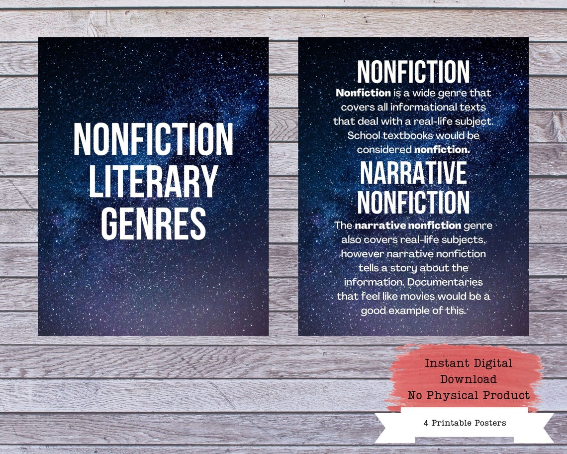 Nonfiction Literary Genres Printable Poster Set, Literary Posters ...