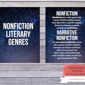 Nonfiction Literary Genres Printable Poster Set, Literary Posters ...