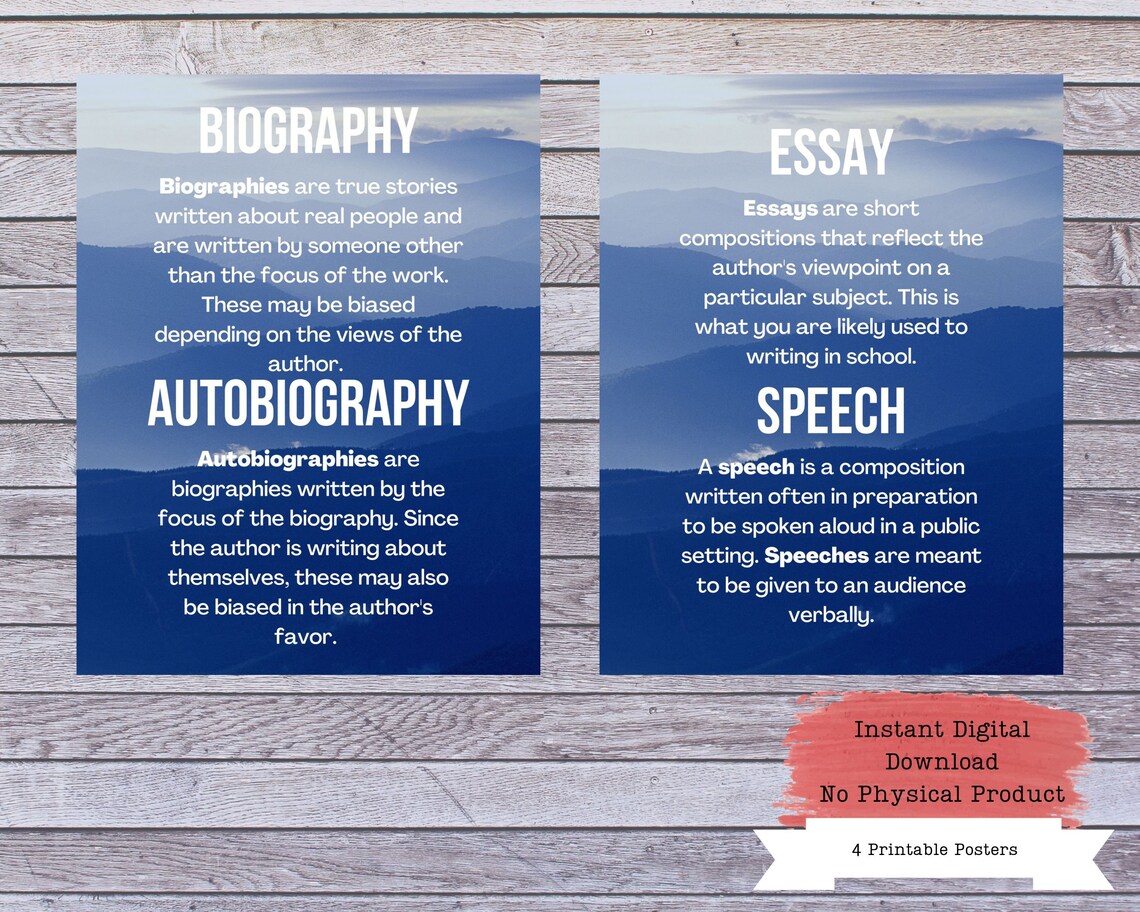 Nonfiction Literary Genres Printable Poster Set Literary - Etsy