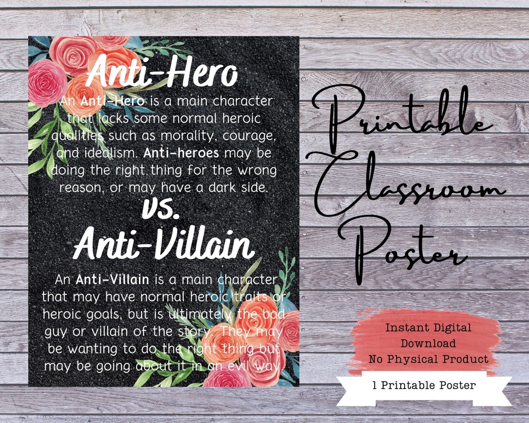 Anti Hero English Classroom Poster, English Teacher, Literature Poster ...