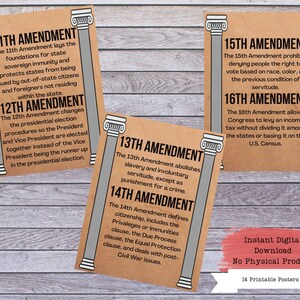 US Amendments Printable Poster Set, US Constitution Wall Art, Bill of ...