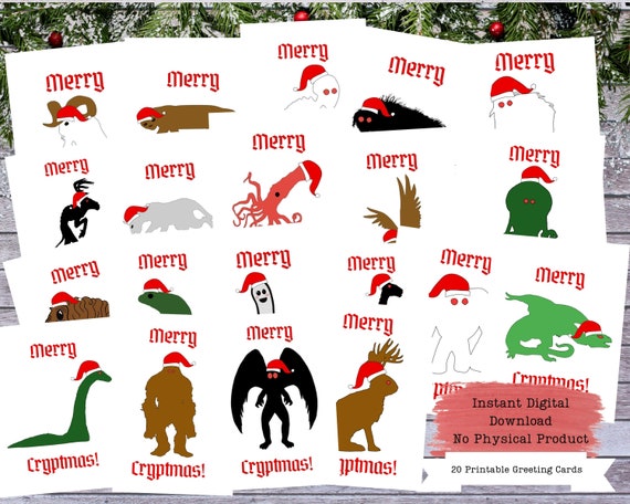 Merry Cryptmas Cryptid Core Cryptid Hunter Christmas Card | Etsy