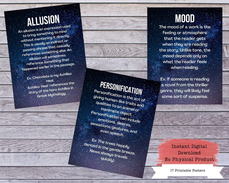 Printable Poster Set, Literary Posters, Literary Devices, Literature ...