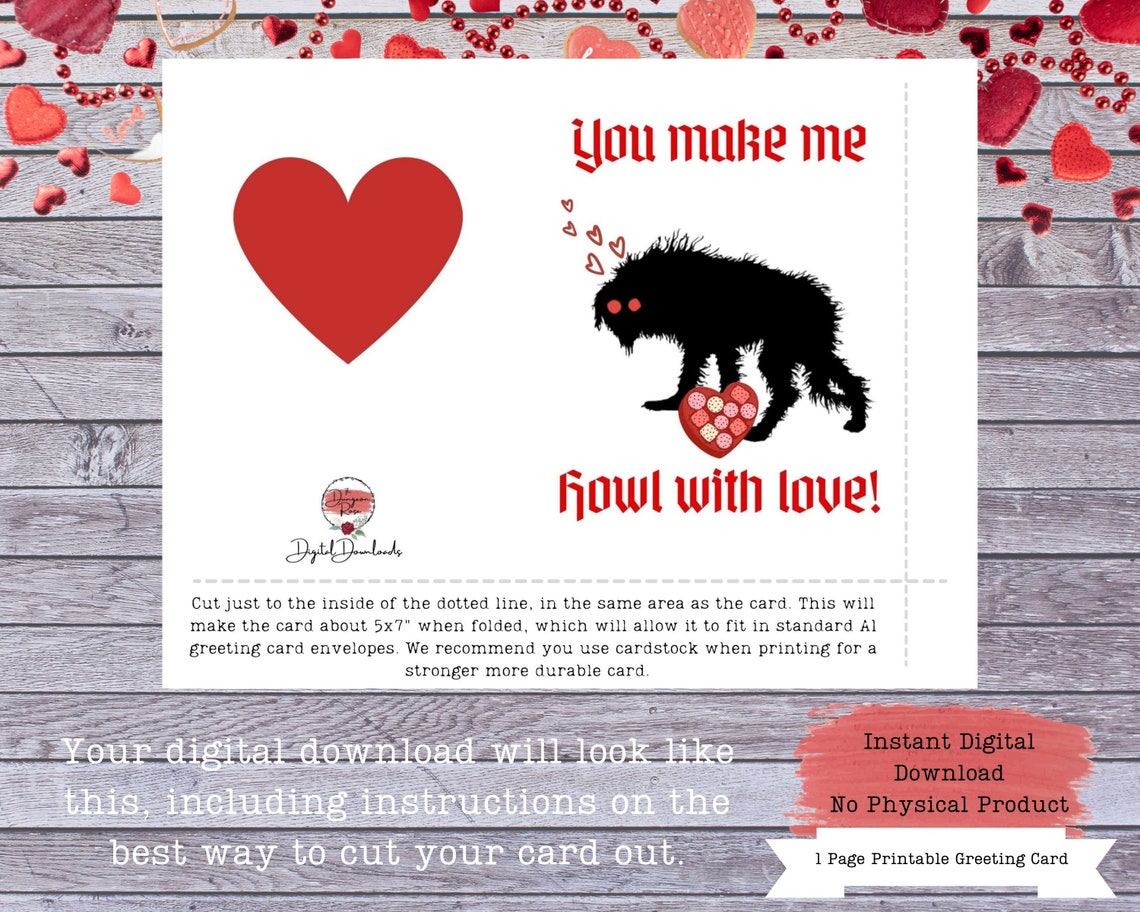 Snarly Yow, Cryptid Digital, Printable Valentine, Printable Cards ...