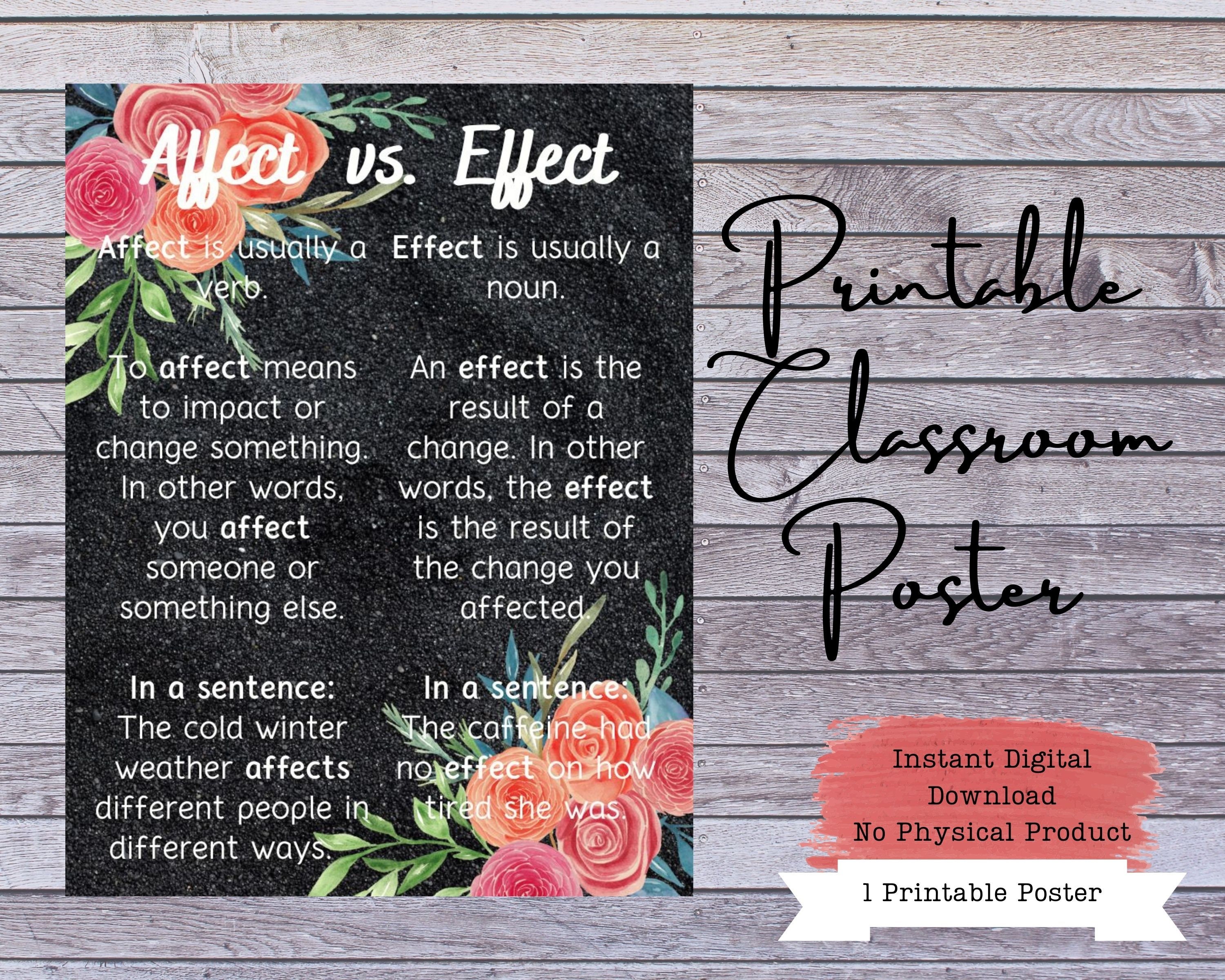 Affect and Effect Classroom Poster English Class Poster - Etsy