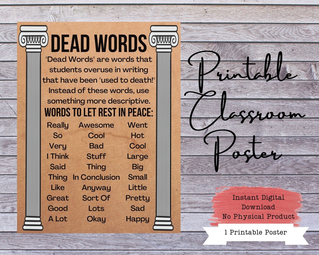 Dead Words in Writing Poster, Essay Writing, Essay Editing, Writing ...