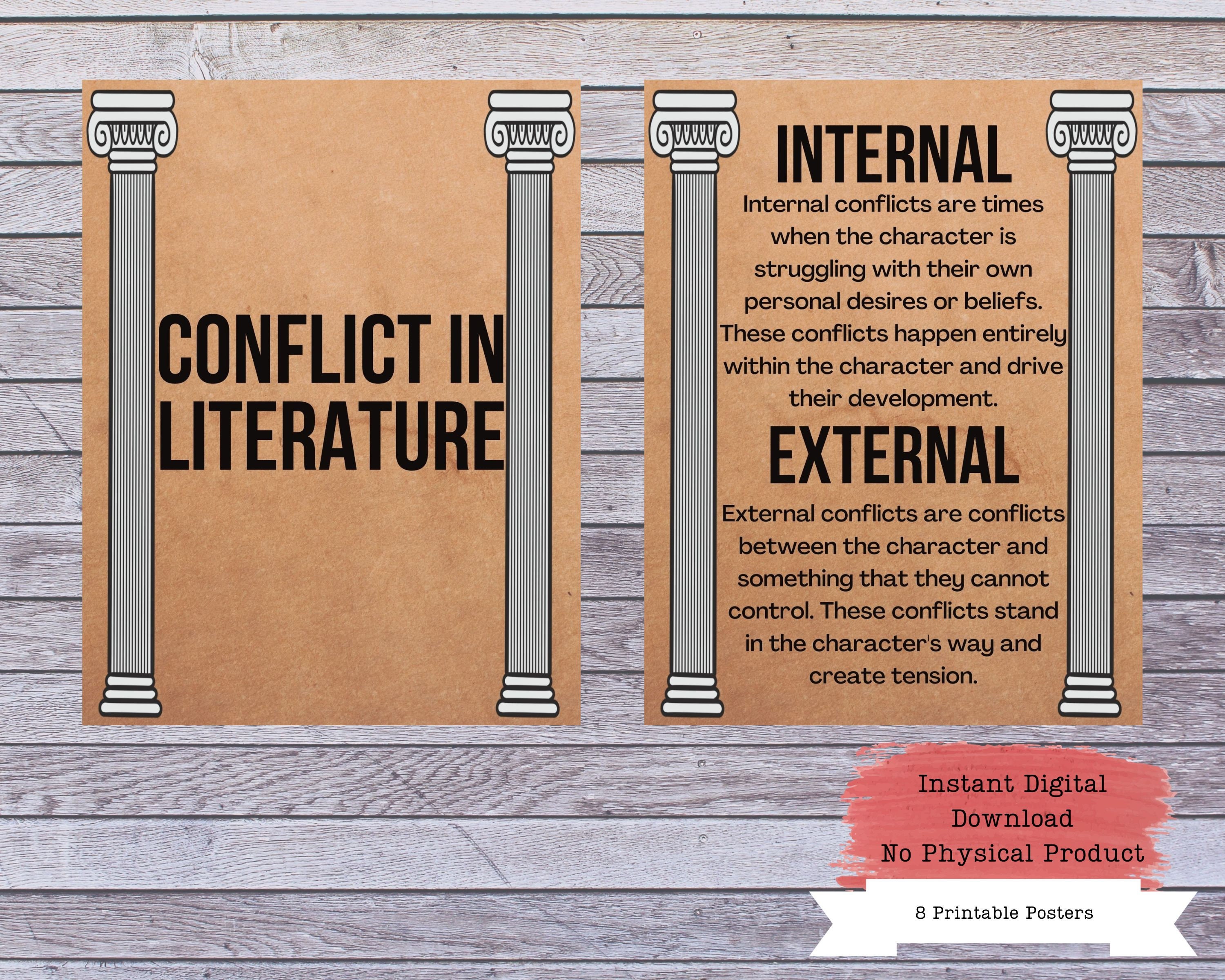Conflict in Literature Printable Poster Set Literary Posters - Etsy