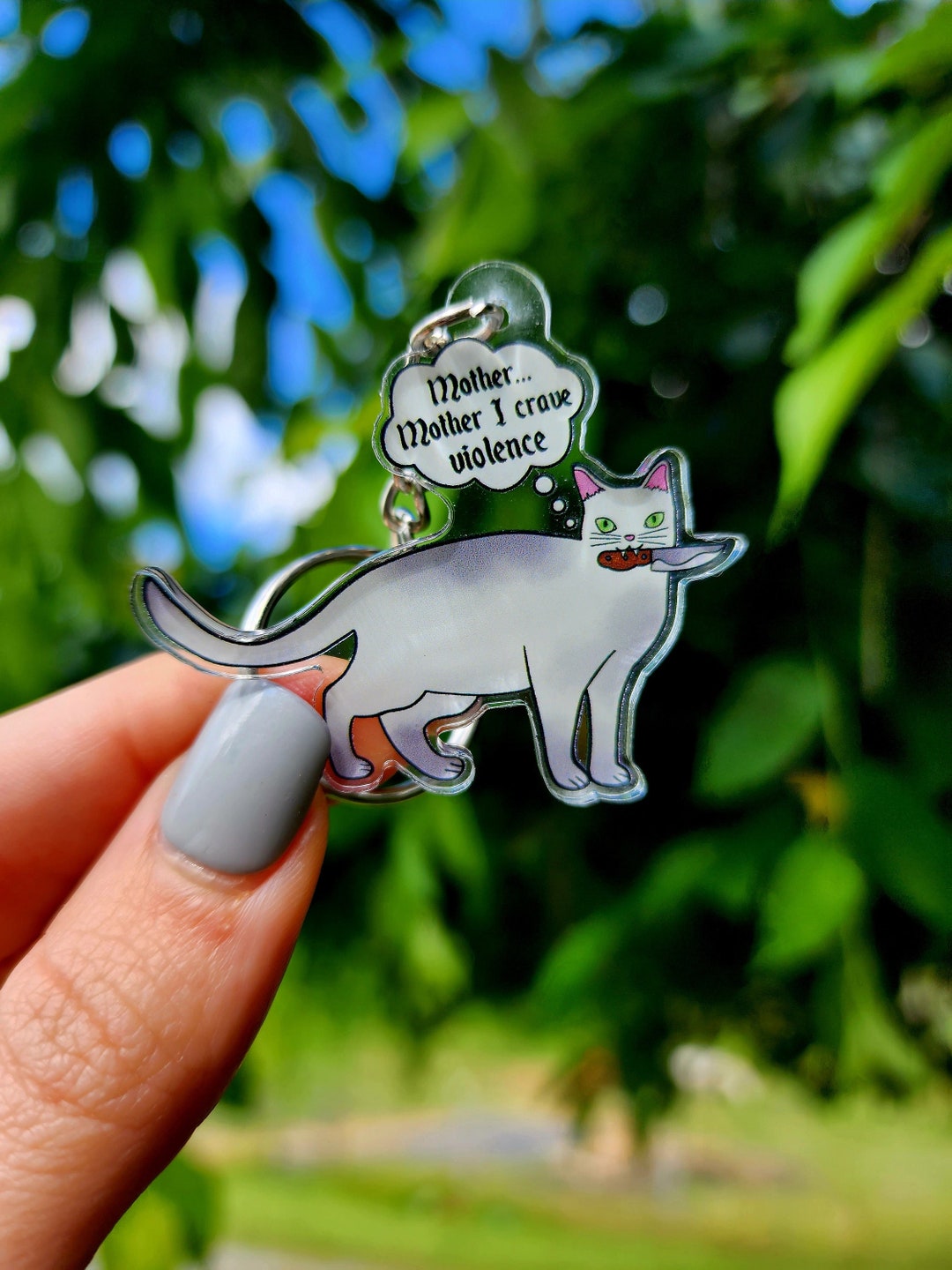 Cat Meme Keychain, Violent Cat, Murder Cat, Mean Cat, Knife Cat ...