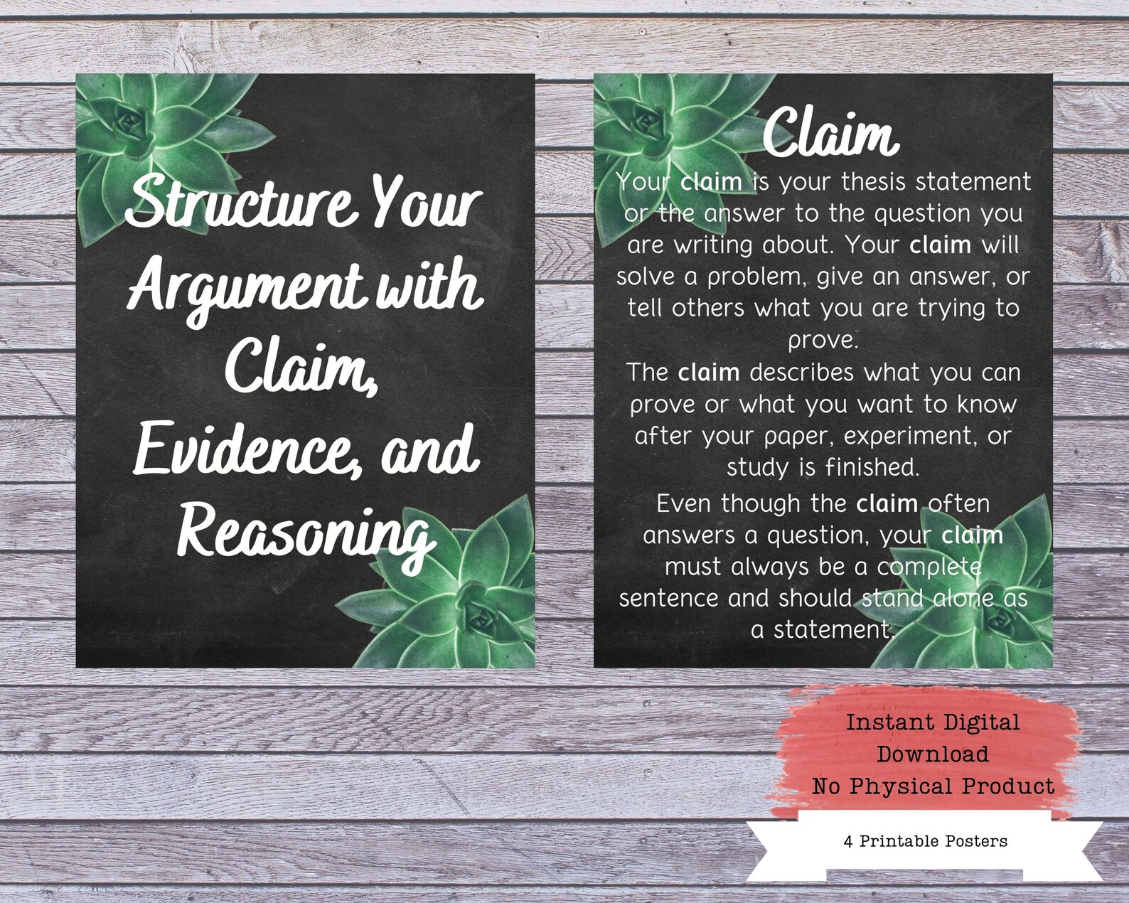 Claim Evidence Reasoning Classroom Posters Essay Writing - Etsy