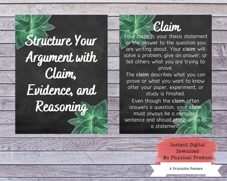 Claim Evidence Reasoning Classroom Posters Essay Writing - Etsy