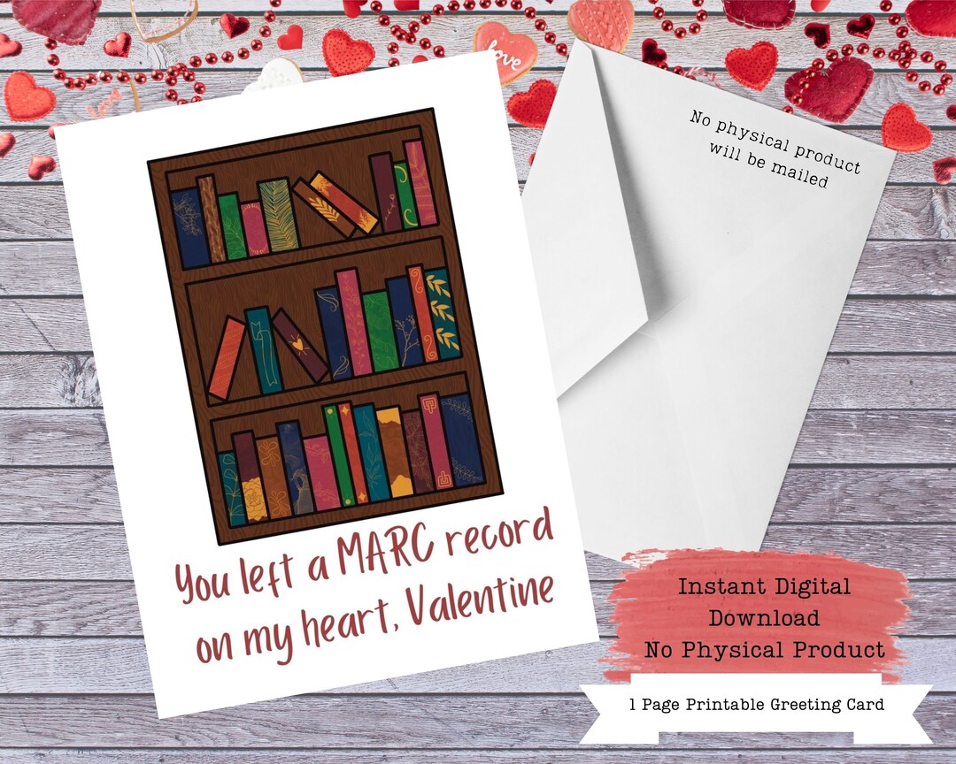 Library Valentine, Book Valentine Card, Valentines for Readers, Reader ...
