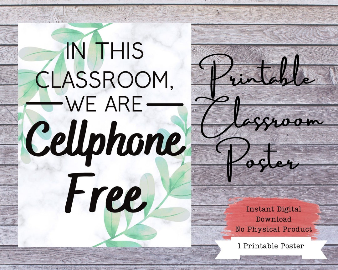 Cellphone Free Classroom Poster, Phone Free Class, No Phones Classroom ...