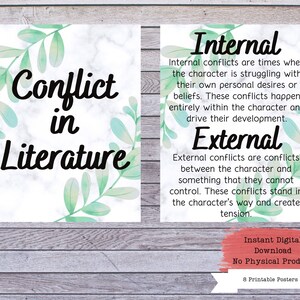 Conflict in Literature Printable Poster Set, Literary Posters ...