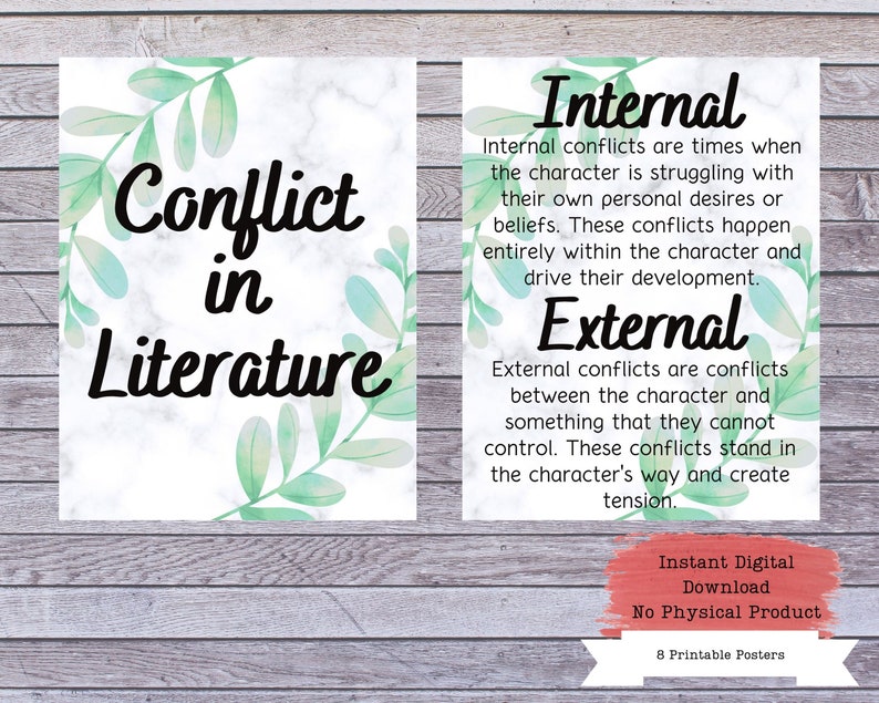 Conflict in Literature Printable Poster Set Literary Posters - Etsy