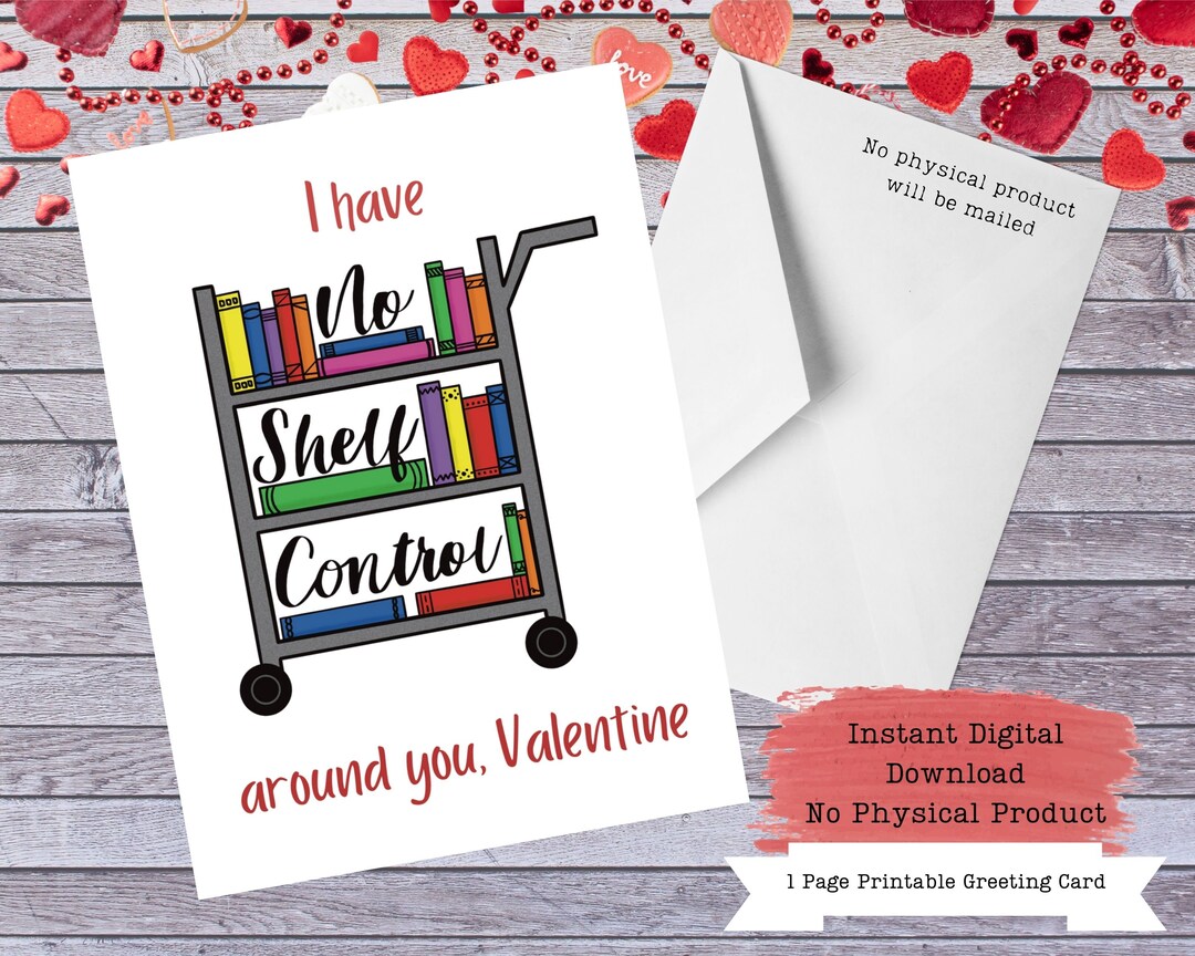 Library Valentine, Book Valentine Card, Valentines for Readers, Reader ...