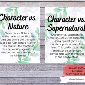 Conflict in Literature Printable Poster Set, Literary Posters ...