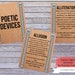 Poetry Printable Poster Set, Literary Devices, Literature Poster, High ...